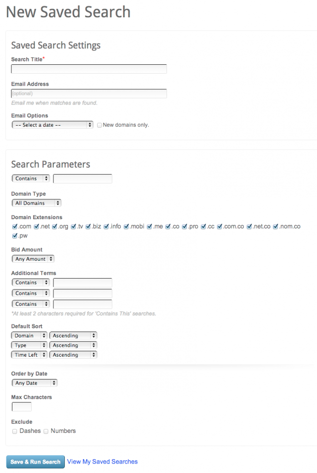 How to Setup Email Notifications for NameJet Saved Searches
